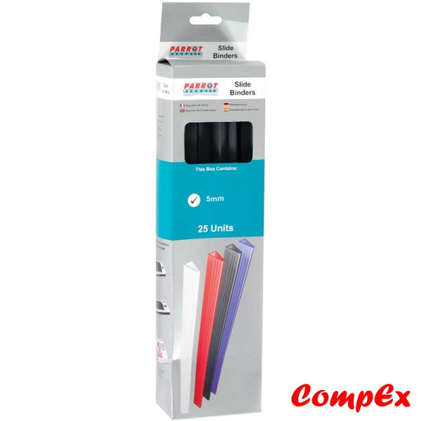 Parrot 25 Black Slide Binders (A4 - 297 x 5mm) – Computer Express